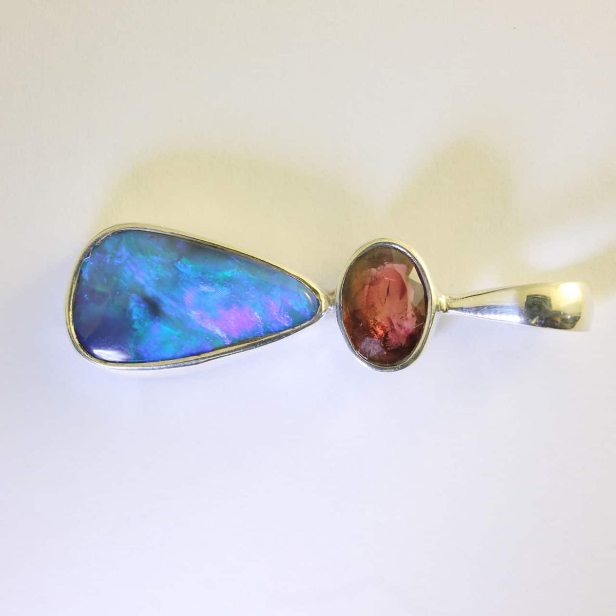 Solid Boulder Opal & Pink Tourmaline Pendant – Macs Opals