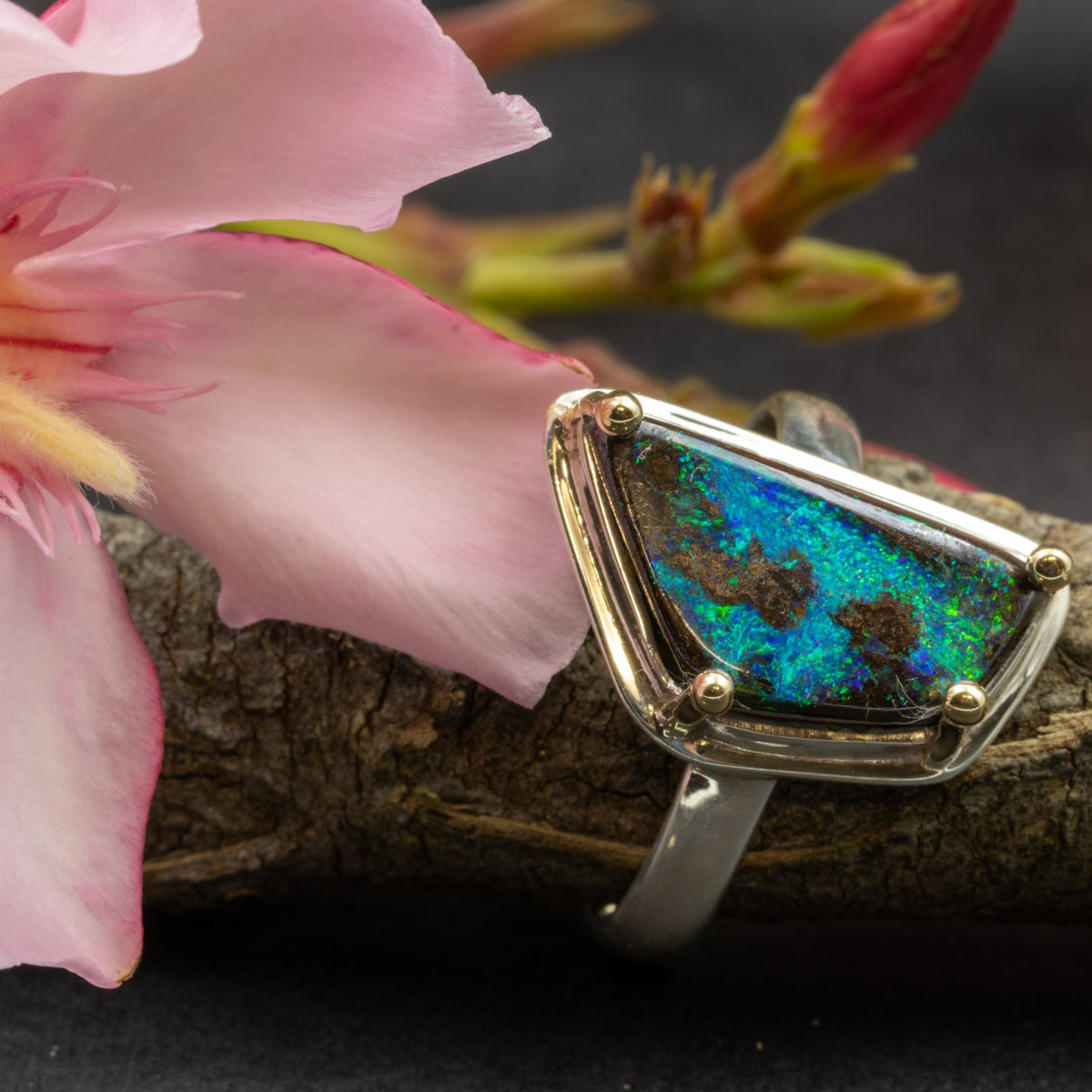 Solid Boulder Opal Sterling Silver Ring – Macs Opals